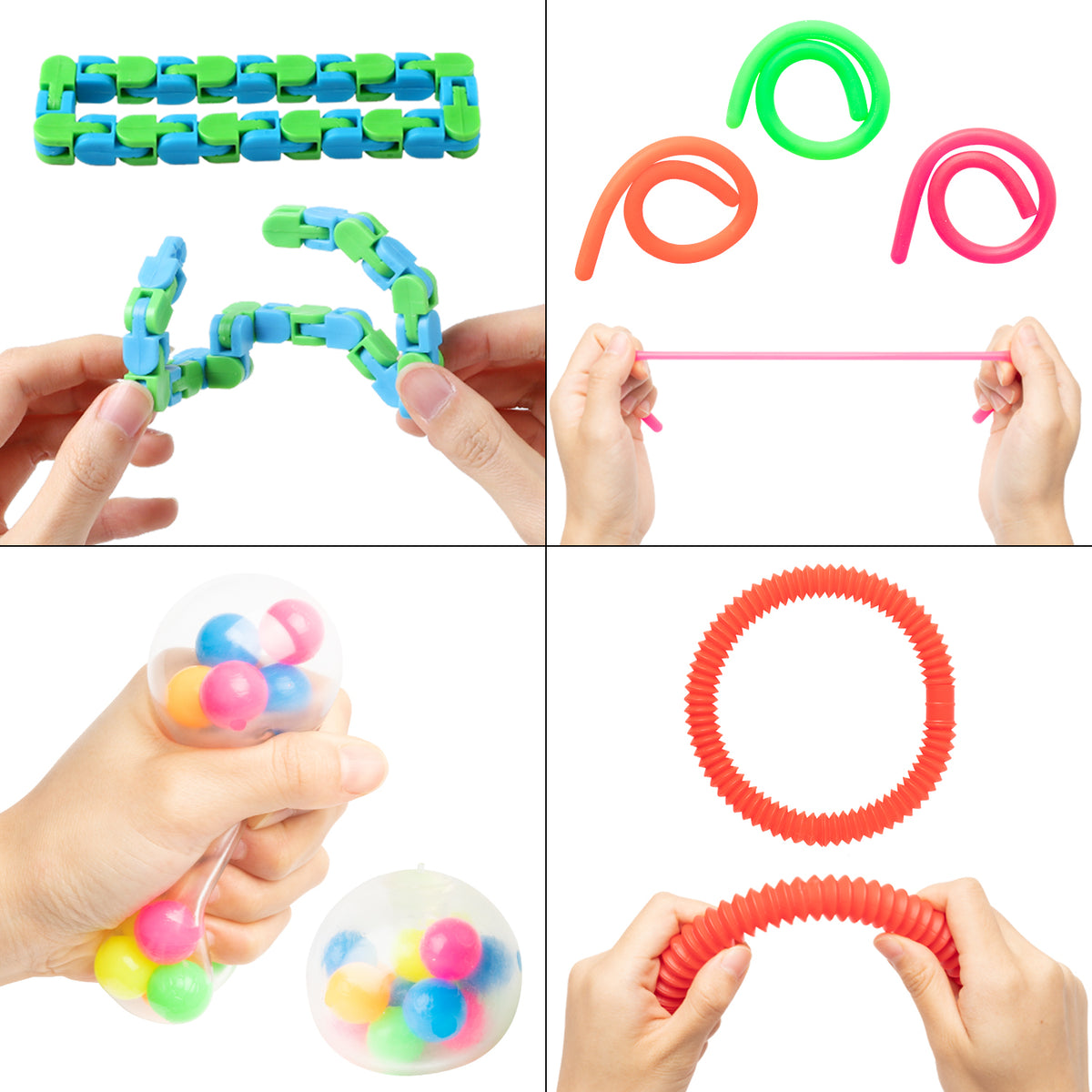 20 Pack Fidget Toys Set - Mesh & Marble Flippy Chain Stretchy String F ...